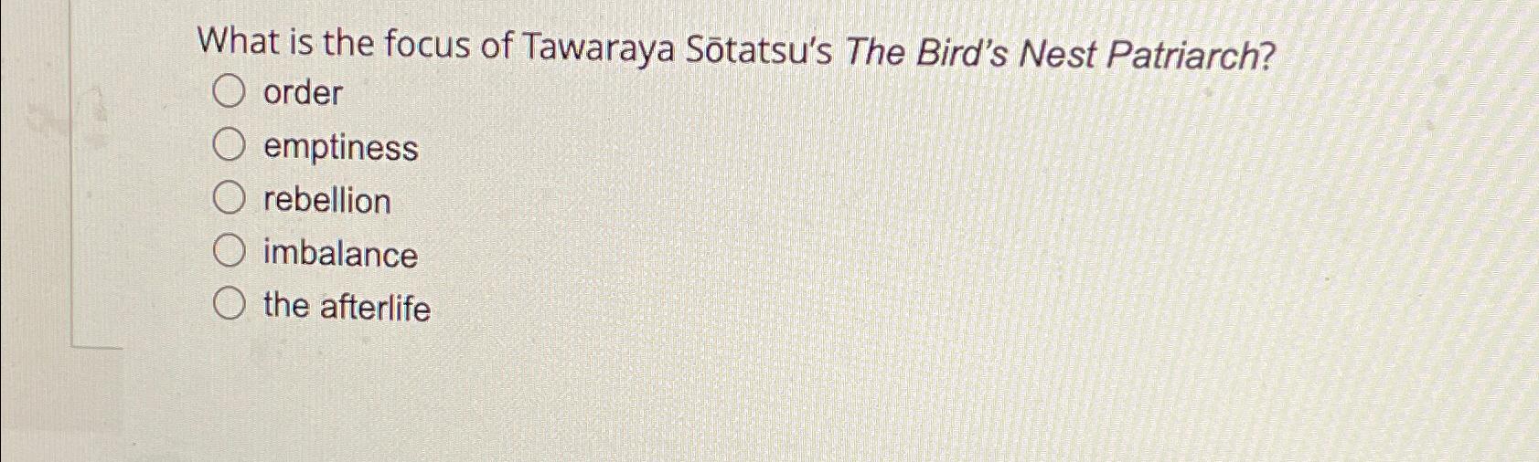What is the focus of Tawaraya Sōtatsu's The Bird's | Chegg.com