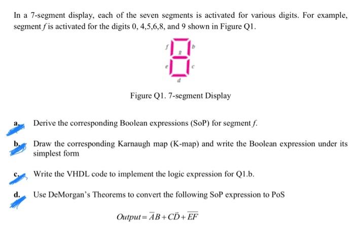 Solved In a 7-segment display, each of the seven segments is | Chegg.com