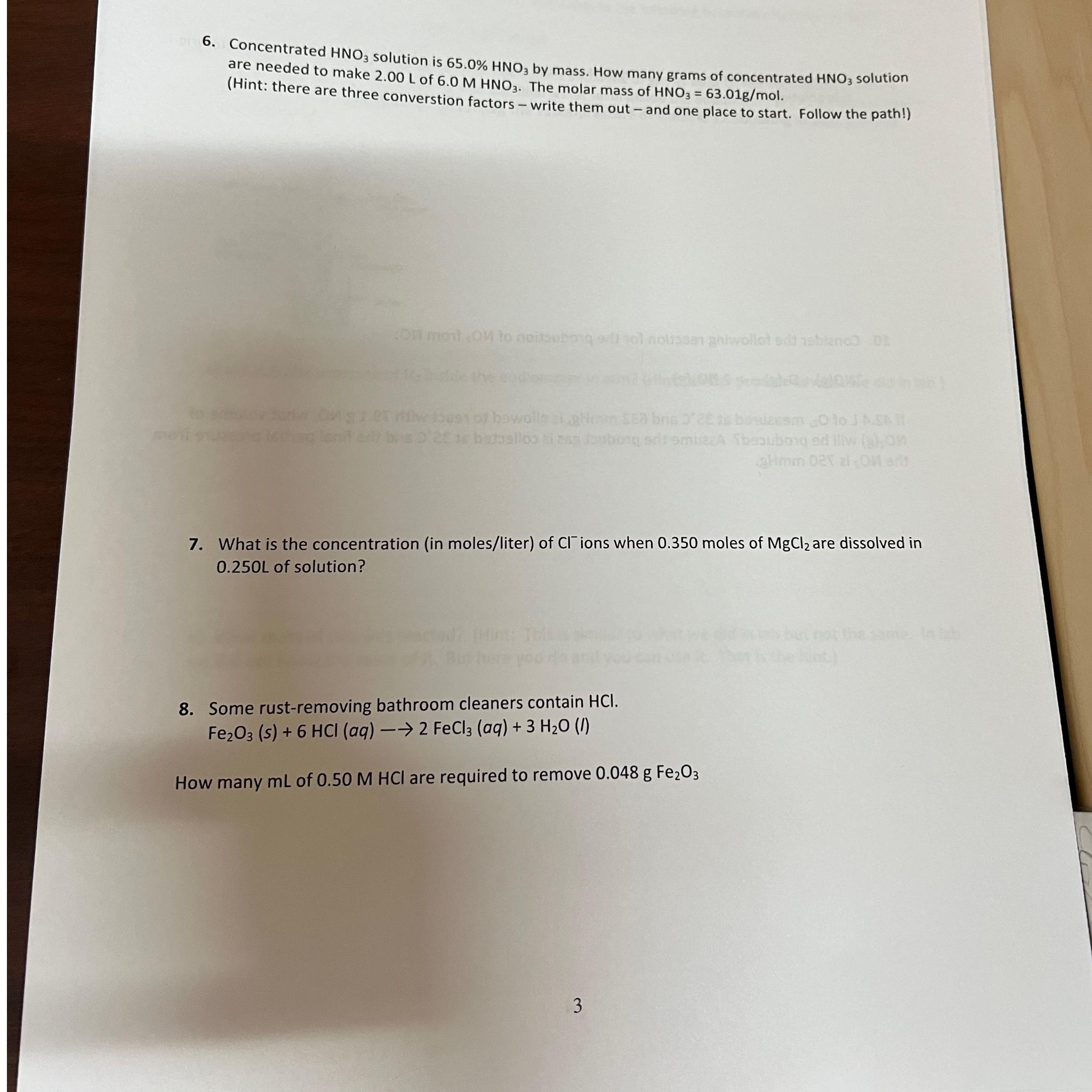 Solved Concentrated HNO3 ﻿solution is 65.0%HNO3 ﻿by mass. | Chegg.com