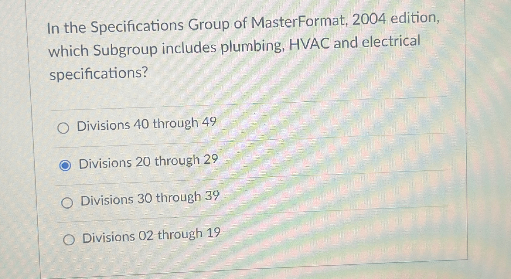 Solved In the Specifications Group of MasterFormat, 2004 | Chegg.com