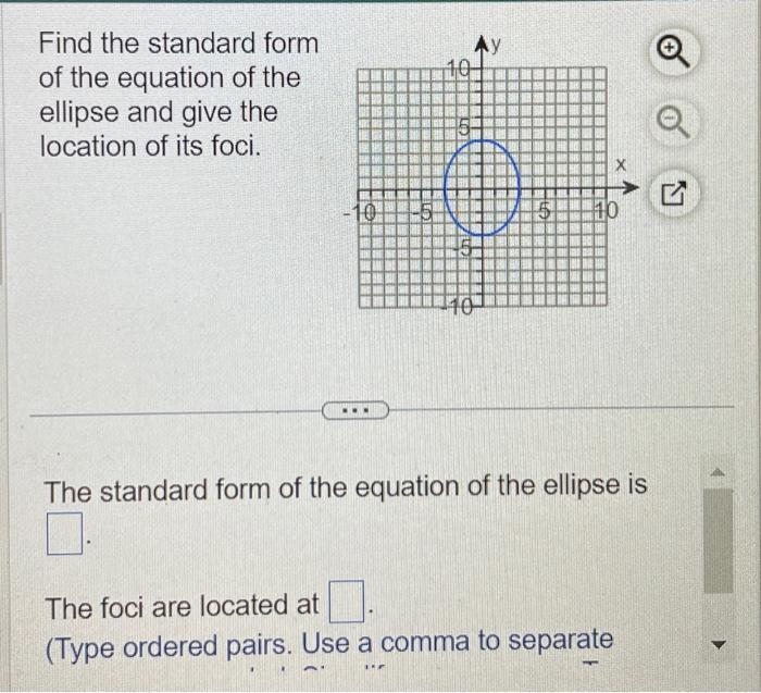 Solved Find the standard form of the equation of the ellipse | Chegg.com