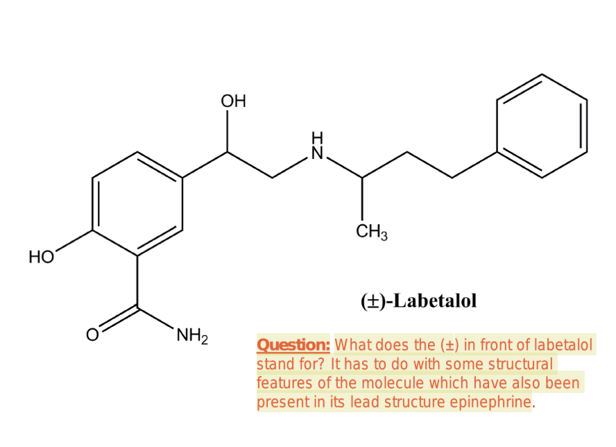 Solved What does the (±) ﻿in front of labetalol stand for? | Chegg.com
