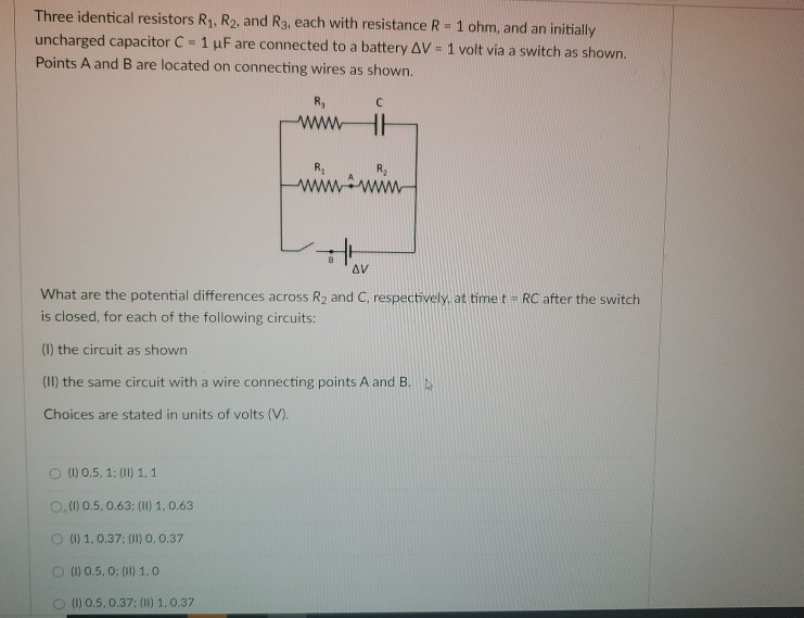 Solved Three identical resistors R1, R2, and R3, each with | Chegg.com