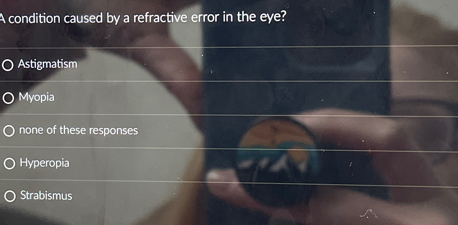 Solved A condition caused by a refractive error in the | Chegg.com
