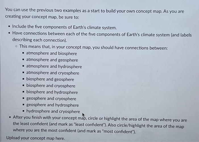 Solved Specifically, for our concept map, each of Earth's 5 | Chegg.com