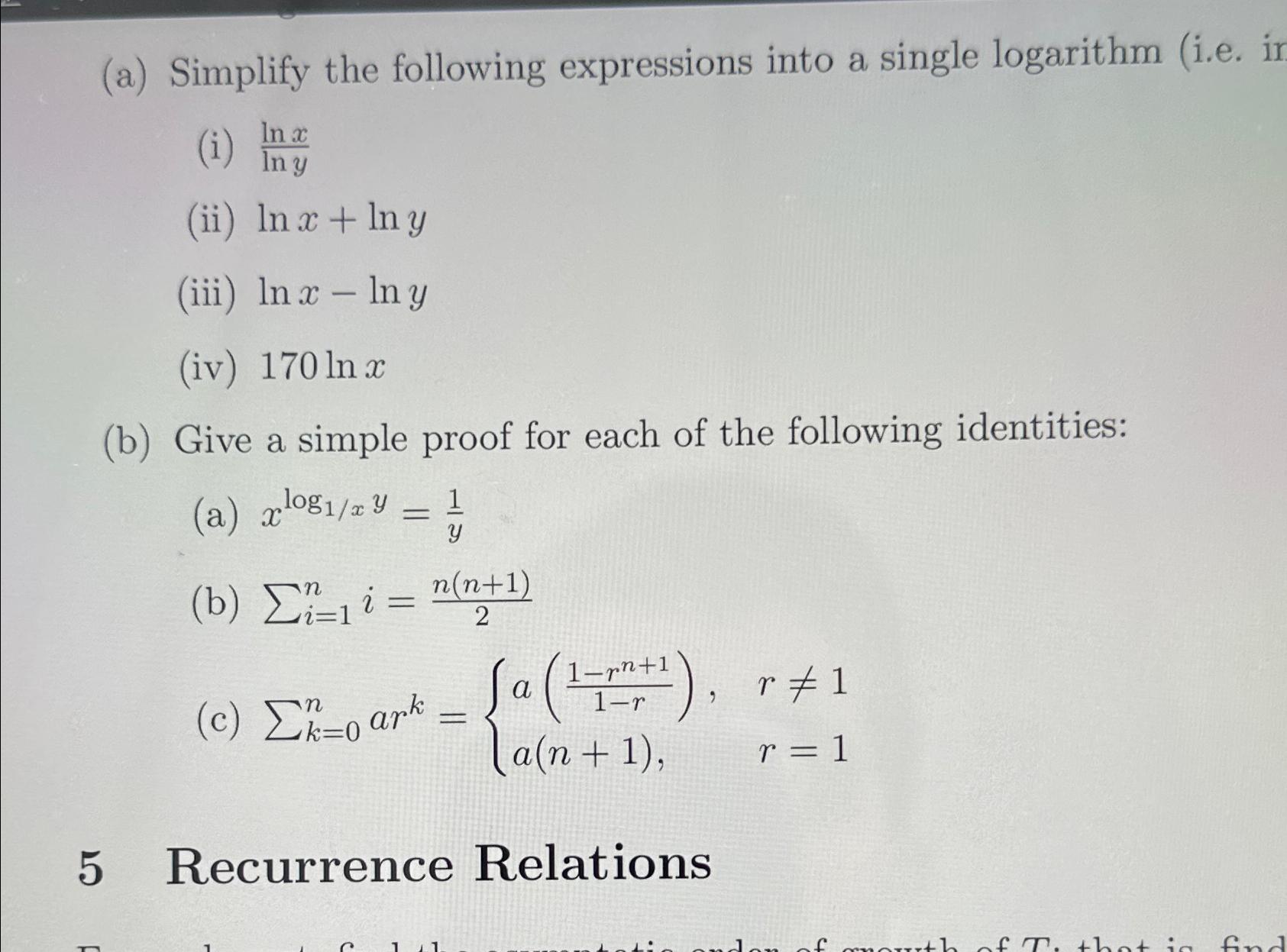 Solved (a) ﻿Simplify the following expressions into a single | Chegg.com