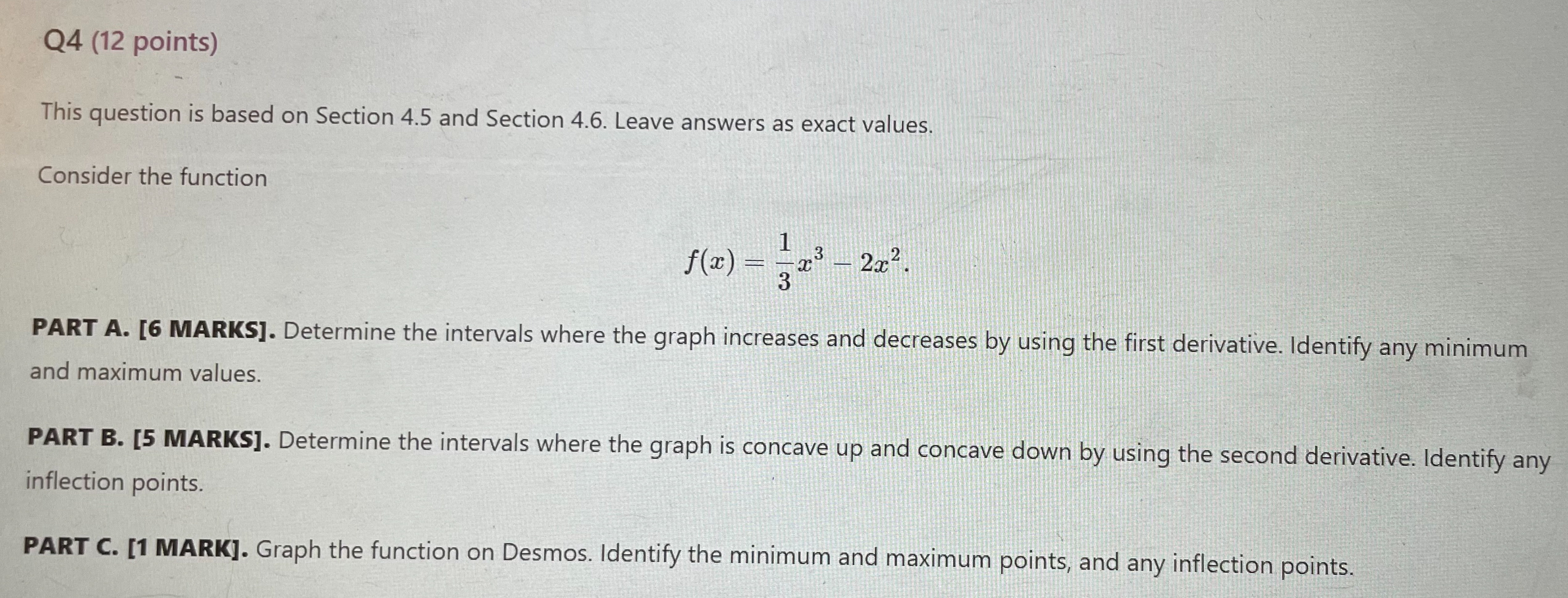 Solved Consider the function f(x)=1/3x^3- 2x^2Part A. | Chegg.com