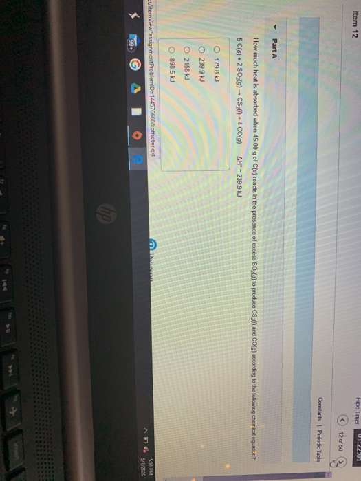 Solved Item 12 Hide Timer WiL2:01 12 of 50 Constants | Chegg.com