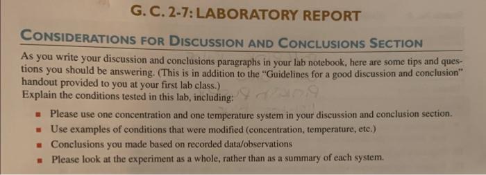 Solved CONSIDERATIONS FOR DISCUSSION AND ConCLUSIONS SECTION | Chegg.com