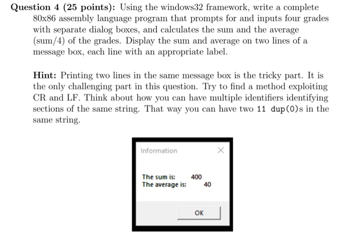 Solved Question 4 25 Points Using The Windows32