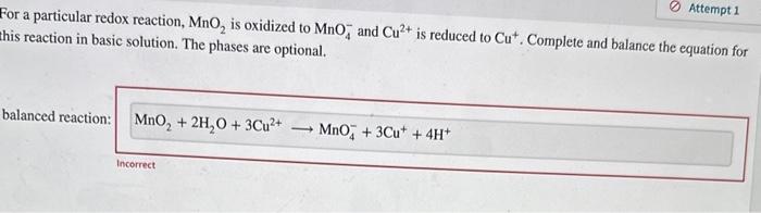 Solved For a particular redox reaction, MnO2 is oxidized to | Chegg.com