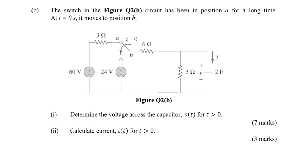 Solved How to solve (b) ﻿The switch in the Figure Q2(b) | Chegg.com