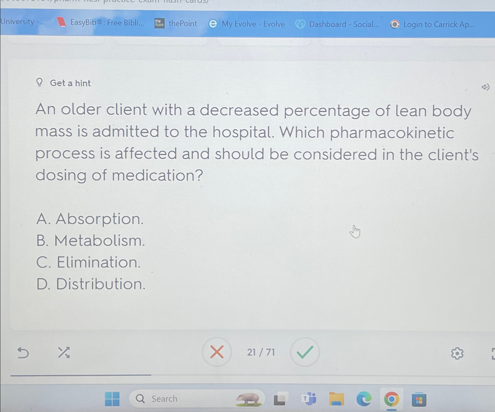 Solved @ Get a hintAn older client with a decreased | Chegg.com