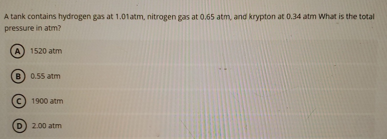 High Quality SOLUTION A tank contains hydrogen gas at 1.01 ﻿atm , ﻿nitrogen | Chegg.com