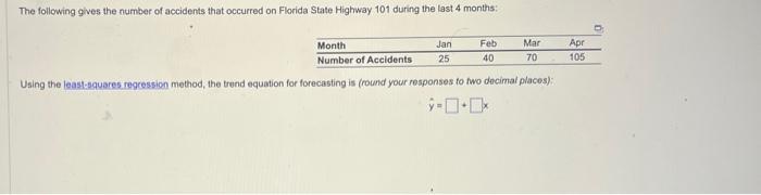 Solved Using the method, the trend equation for forecasting | Chegg.com