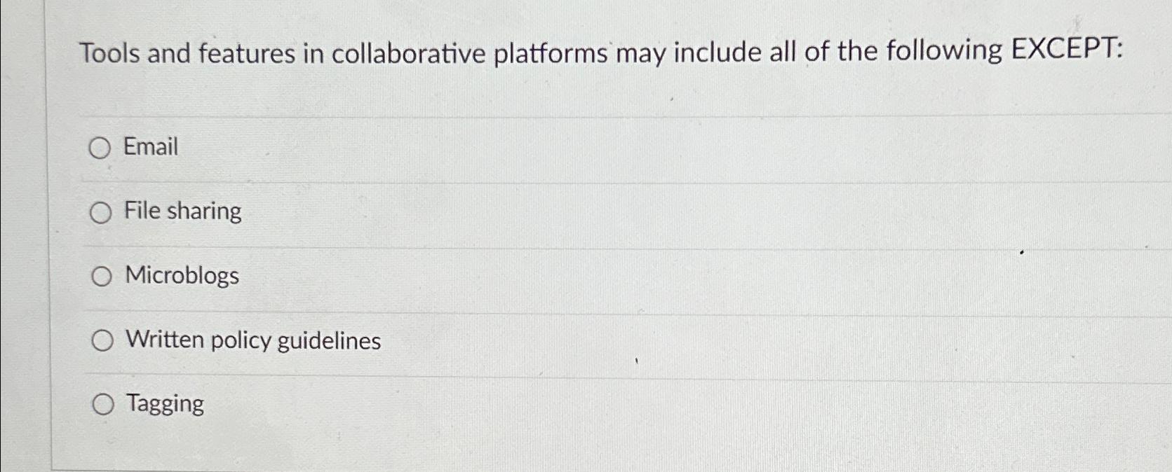 Solved Tools and features in collaborative platforms may | Chegg.com