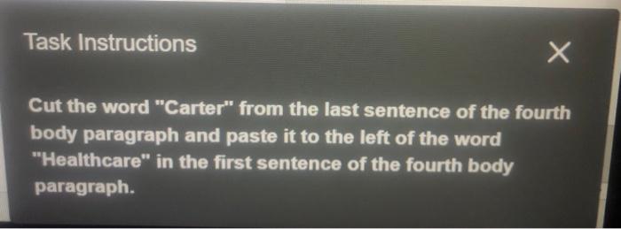 Solved Task Instructions Cut the word "Carter" from the last | Chegg.com