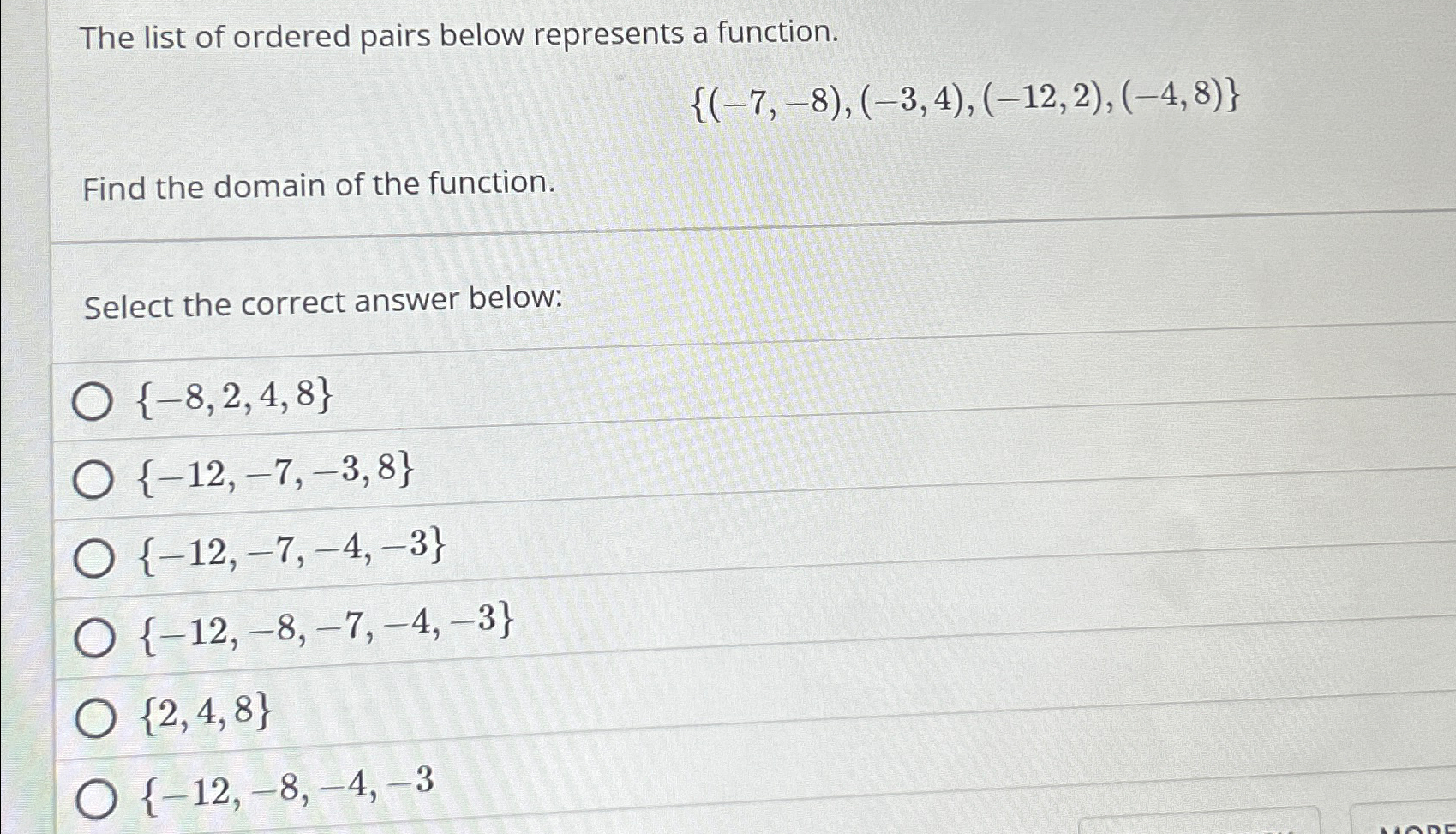 Solved The list of ordered pairs below represents a | Chegg.com