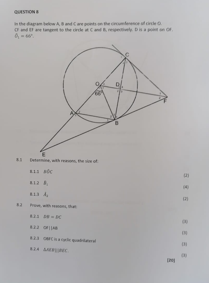 Solved QUESTION 8In the diagram below A,B ﻿and C ﻿are points | Chegg.com