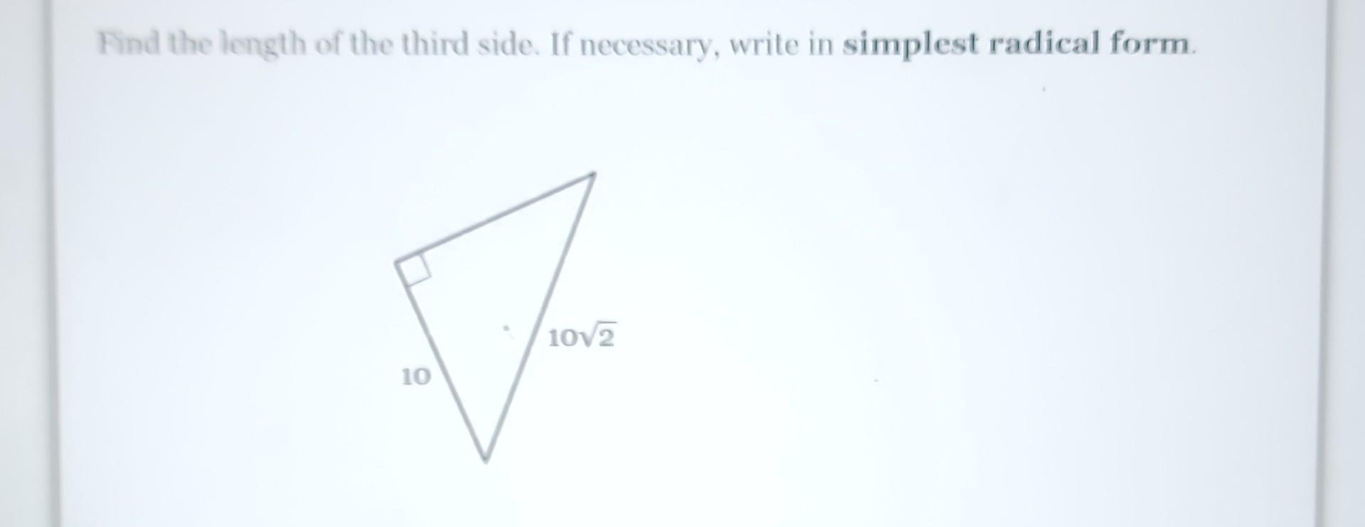 Solved Find the length of the third side. If necessary, | Chegg.com