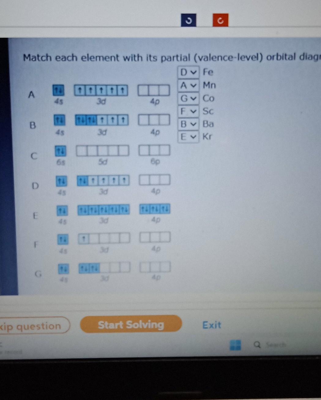 Solved Match each element with its partial (valence-level) | Chegg.com