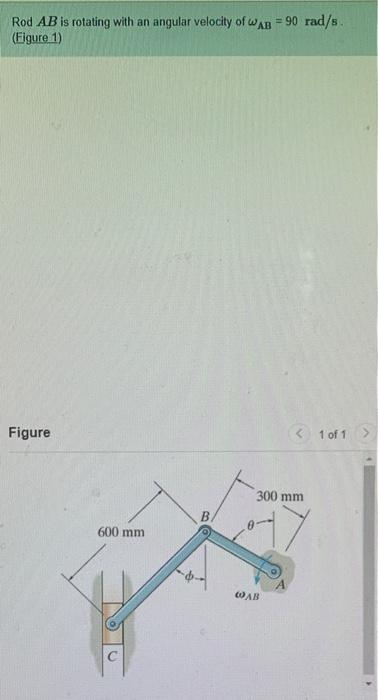 Solved Rod AB is rotating with an angular velocity of WAB = | Chegg.com