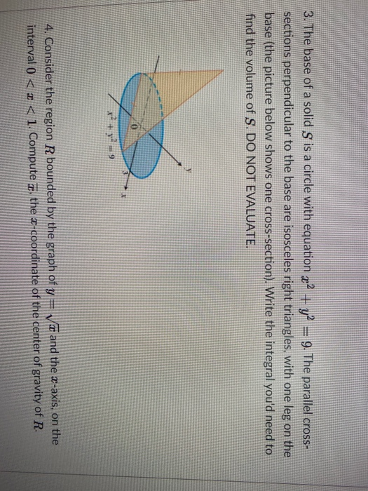 Solved 3. The base of a solid S is a circle with equation x² | Chegg.com