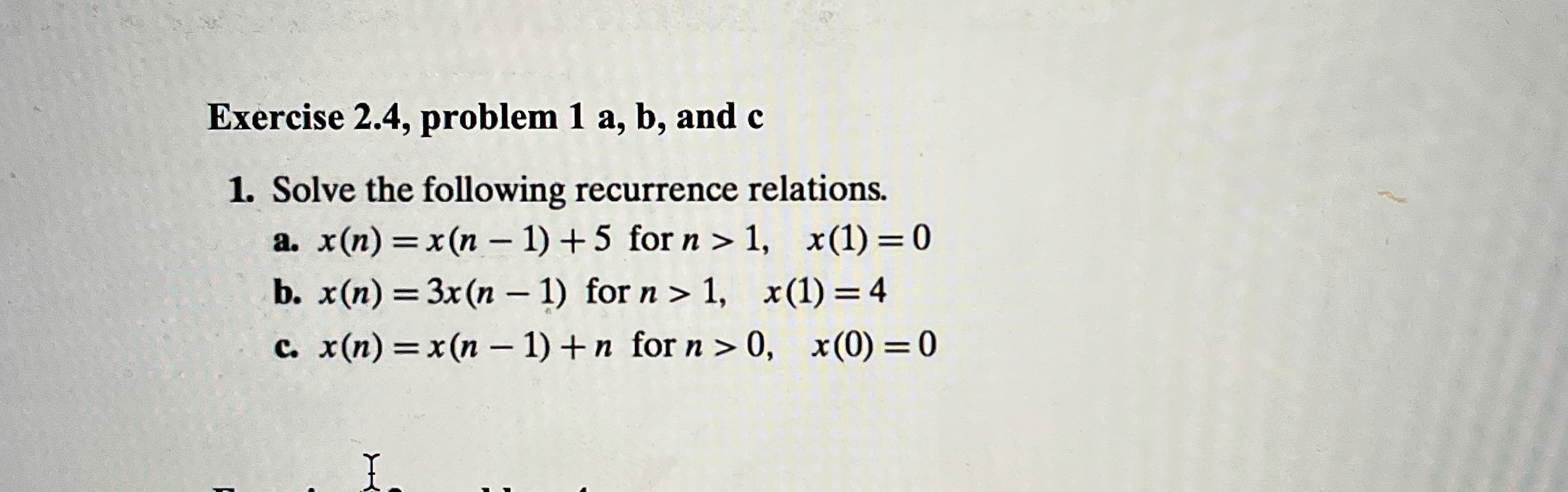 Solved Exercise 2.4, ﻿problem 1 ﻿a, ﻿b, ﻿and cSolve the | Chegg.com