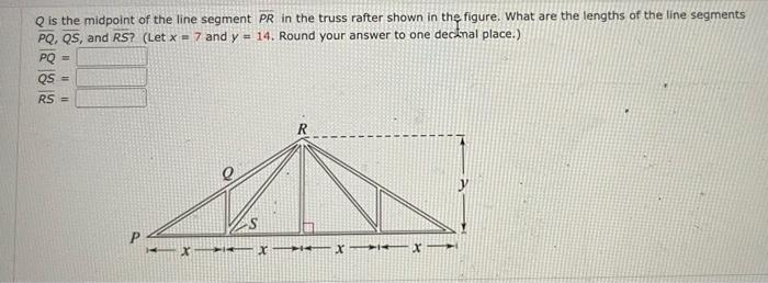 Solved Q is the midpoint of the line segment PR in the truss | Chegg.com