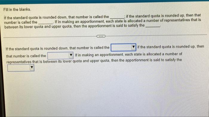 Solved Fill in the blanks. If the standard quota is rounded | Chegg.com