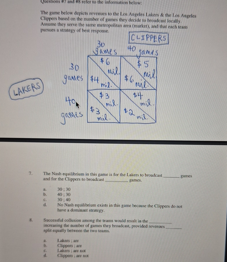 Solved Questions #7 ﻿and #8 ﻿refer to the information | Chegg.com