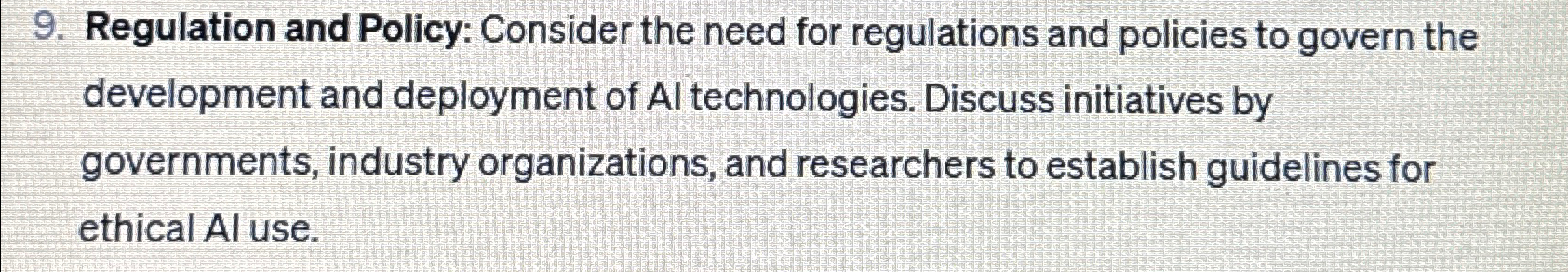 Solved Regulation and Policy: Consider the need for | Chegg.com