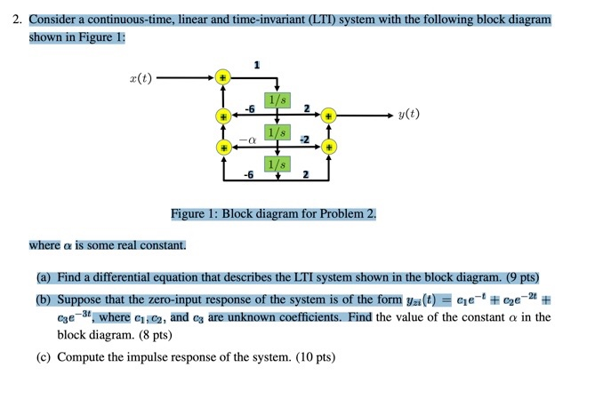 Solved 2. Consider a continuous-time, linear and | Chegg.com