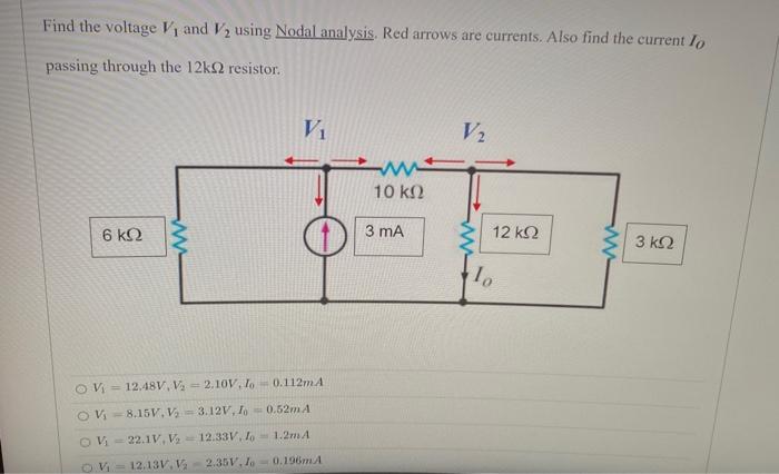 Solved Find the voltage V1 and V2 using Nodal analysis. Red | Chegg.com
