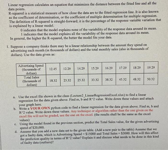 Solved Linear regression calculates an equation that | Chegg.com