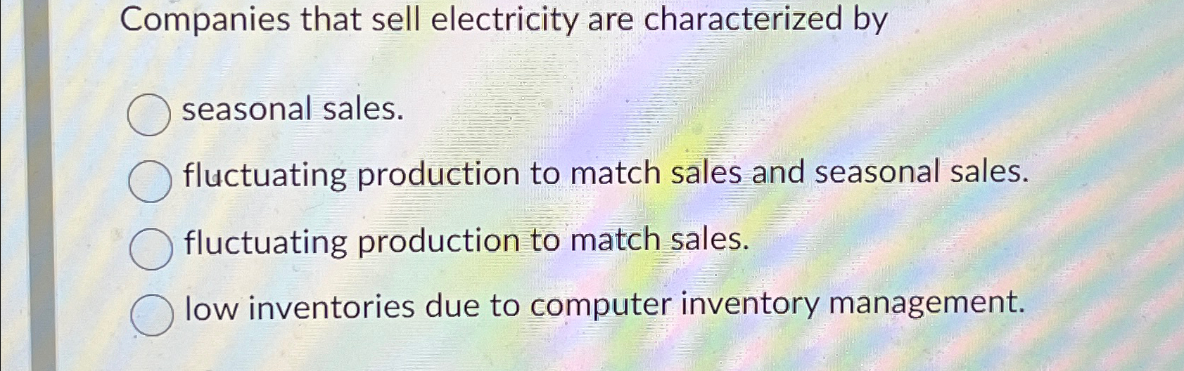 Solved Companies that sell electricity are characterized | Chegg.com