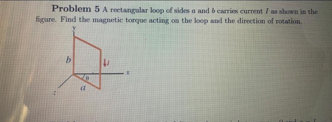 Solved Problem 5 A rectangular loop of sides a and b carries | Chegg.com