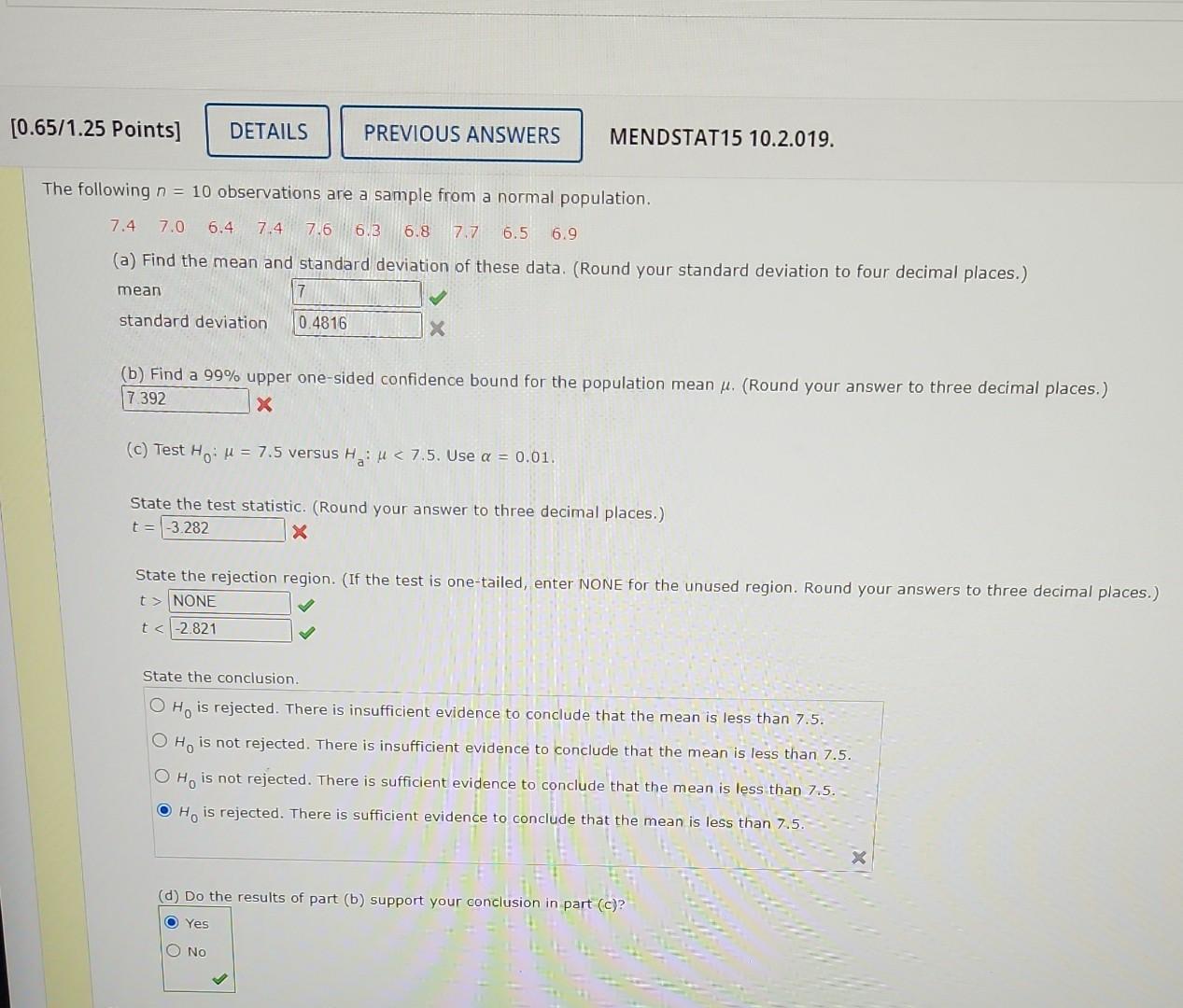 Solved llowing n=10 observations are a sample from a normal | Chegg.com