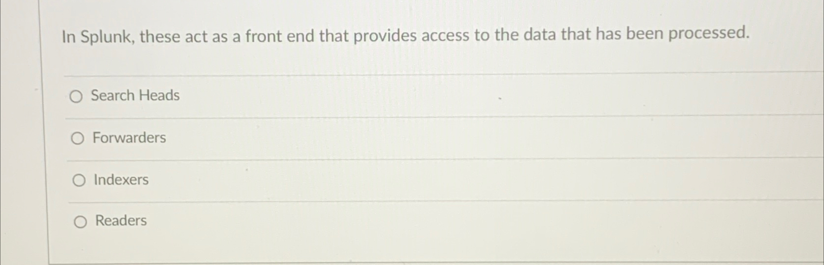 Solved In Splunk, these act as a front end that provides | Chegg.com