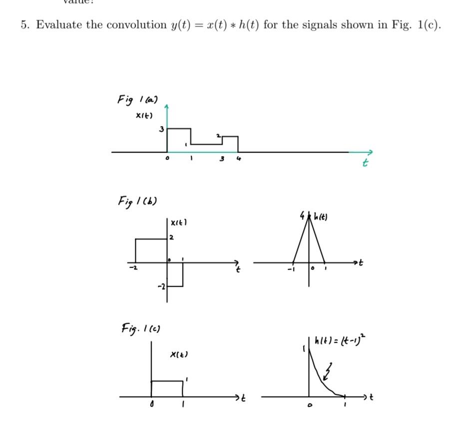 Solved 5. Evaluate the convolution y(t)=x(t)∗h(t) for the | Chegg.com