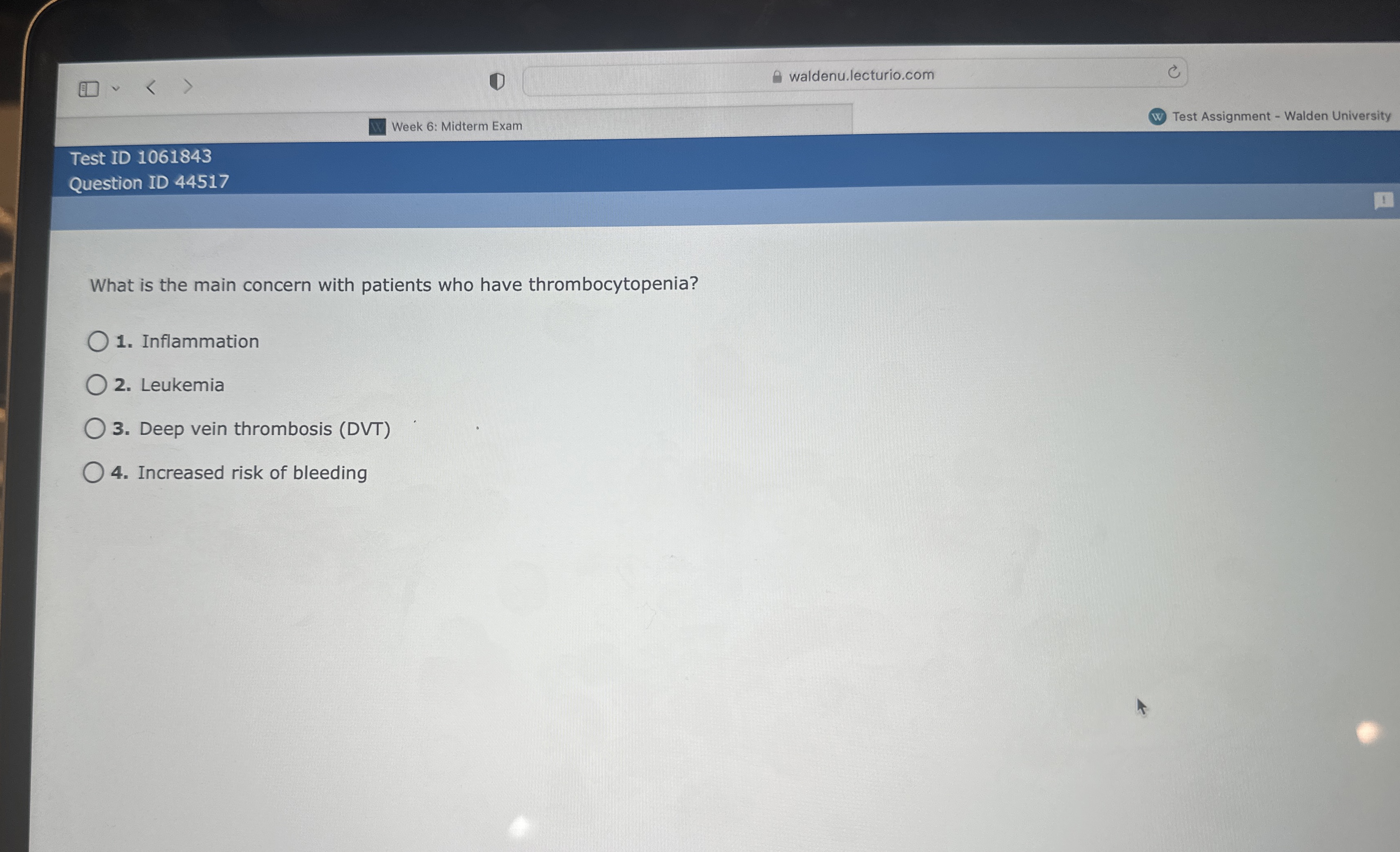 Solved waldenu.lecturio.comWeek 6: Midterm ExamTest ID | Chegg.com