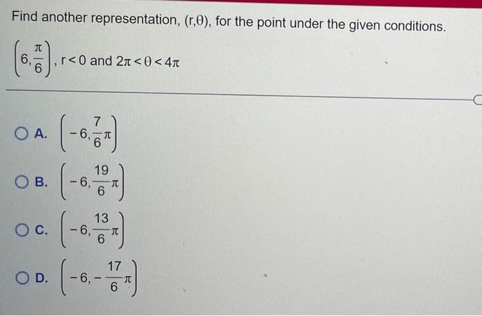 Solved Find another representation, (,0), for the point | Chegg.com