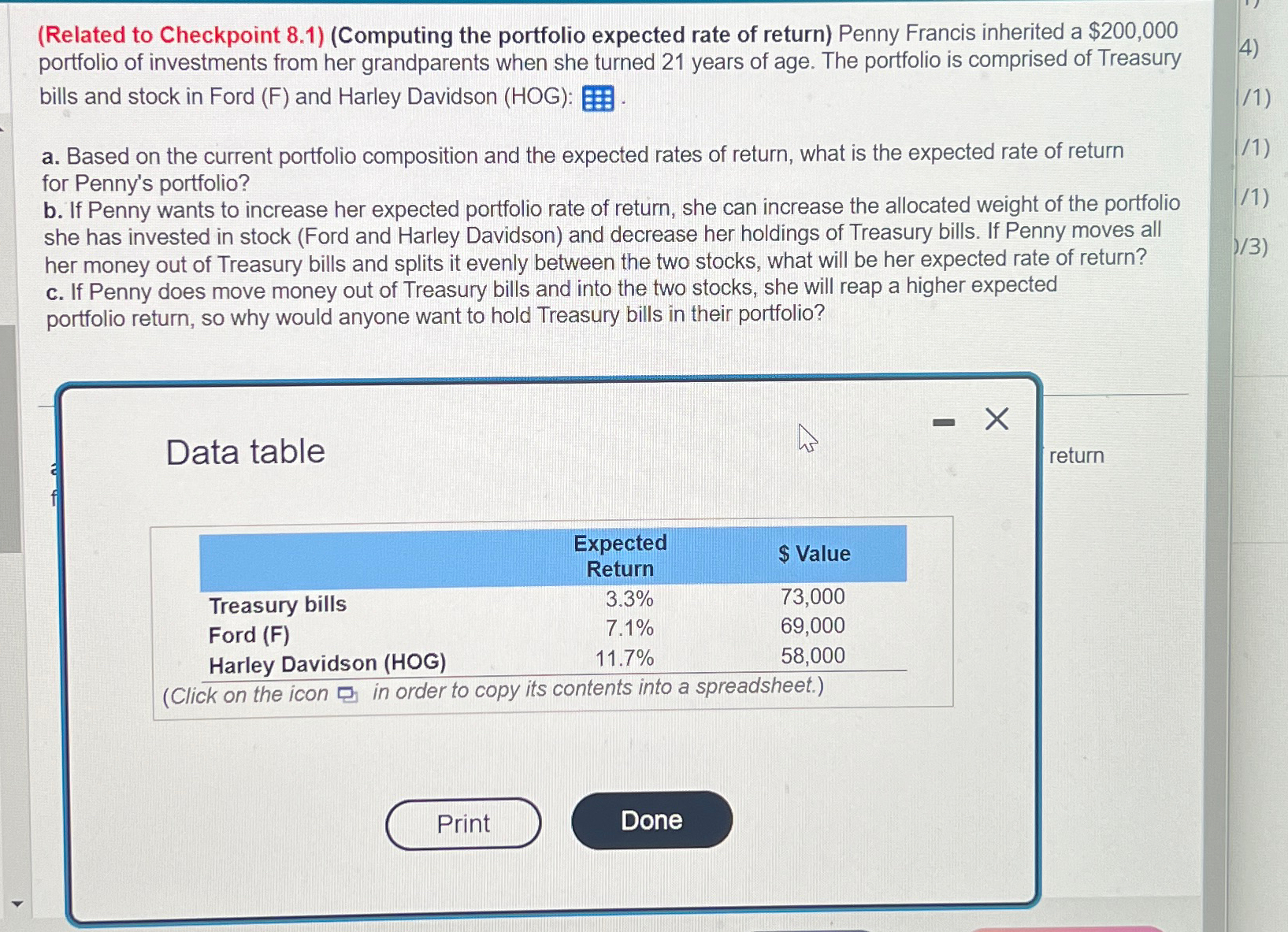 Solved (Related to Checkpoint 8.1) (Computing the portfolio | Chegg.com
