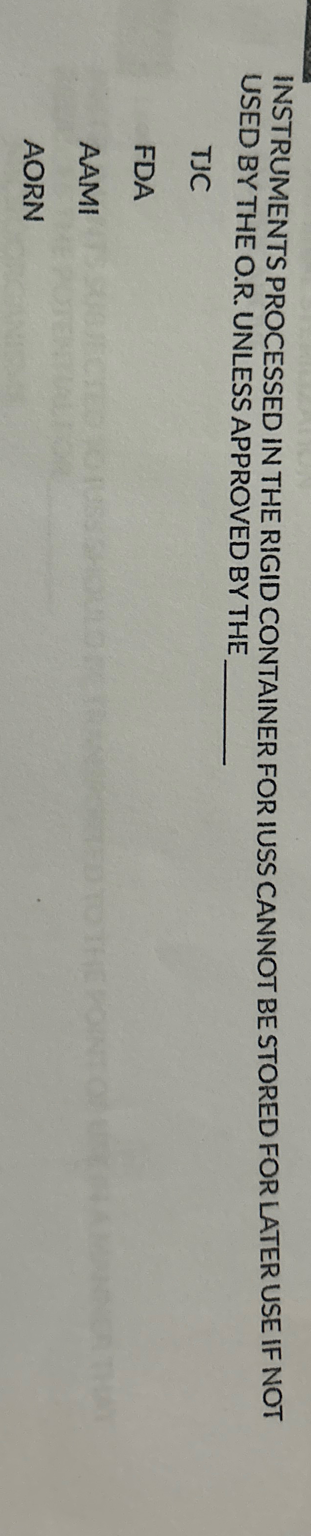 Solved INSTRUMENTS PROCESSED IN THE RIGID CONTAINER FOR IUSS | Chegg.com