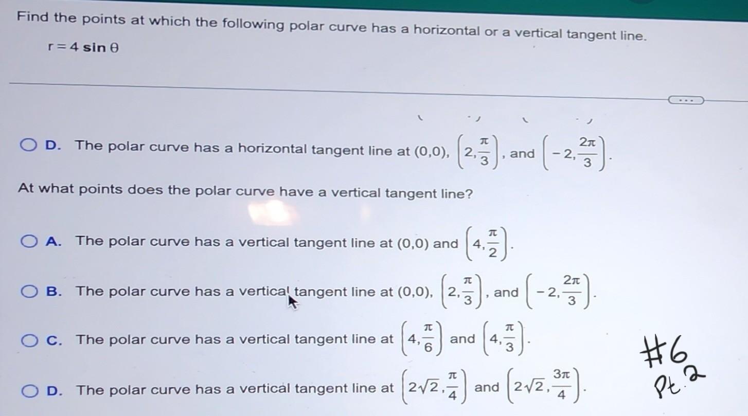 Solved Find the points at which the following polar curve | Chegg.com