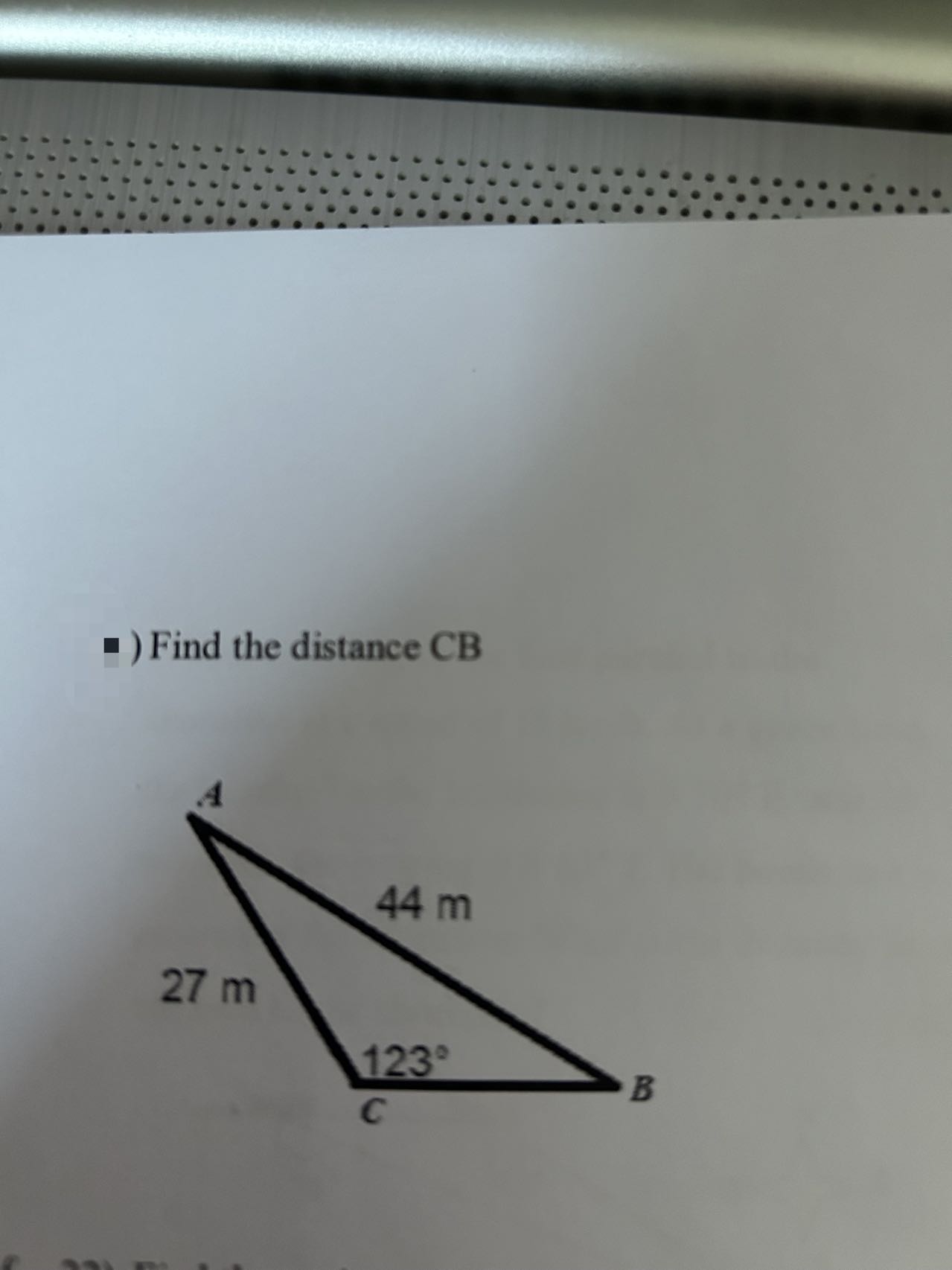 Solved Find the distance CB | Chegg.com