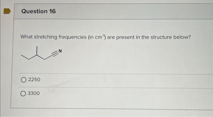 Solved What stretching frequencies (in cm−1 ) are present in | Chegg.com