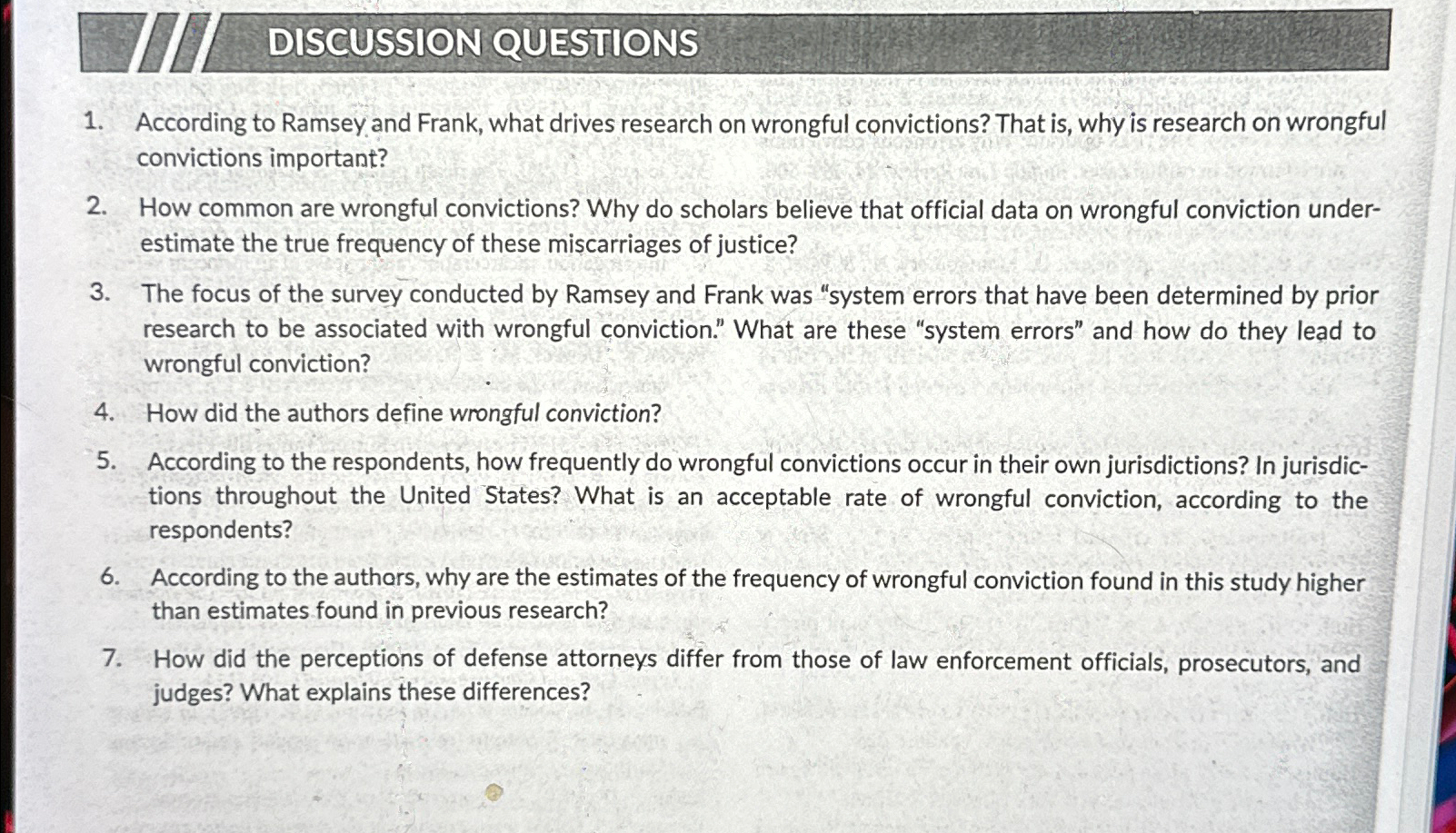 Solved DISCUSSION QUESTIONSAccording to Ramsey and Frank, | Chegg.com