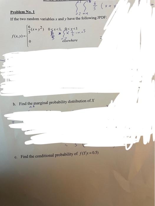 Solved If the two random variables x and y have the | Chegg.com