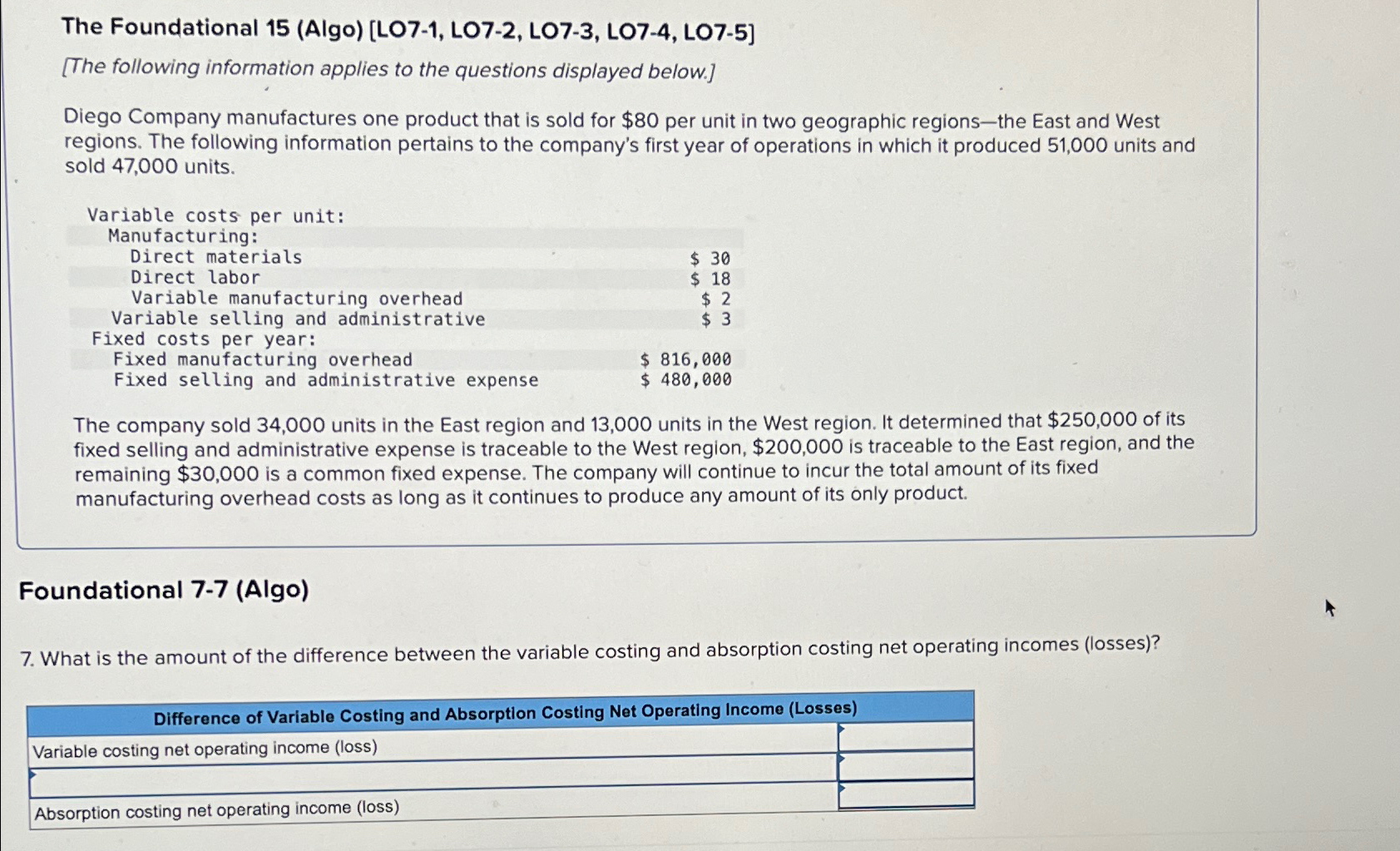 Solved The Foundational 15 (Algo) [LO7-1, ﻿LO7-2, ﻿LO7-3, | Chegg.com